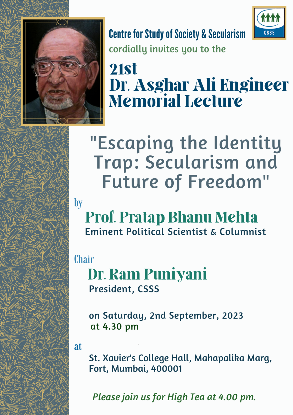21st Dr. Asghar Ali Engineer Memorial Lecture - Centre for Study of ...